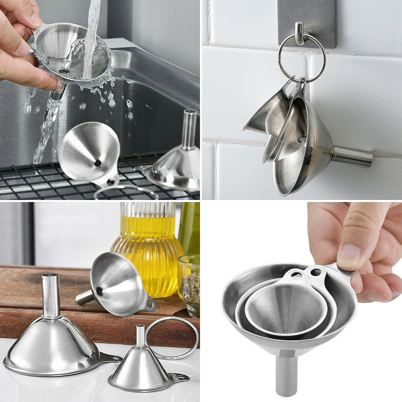 3 Piece Stainless Steel Funnel Set – Pie Maker Stuff
