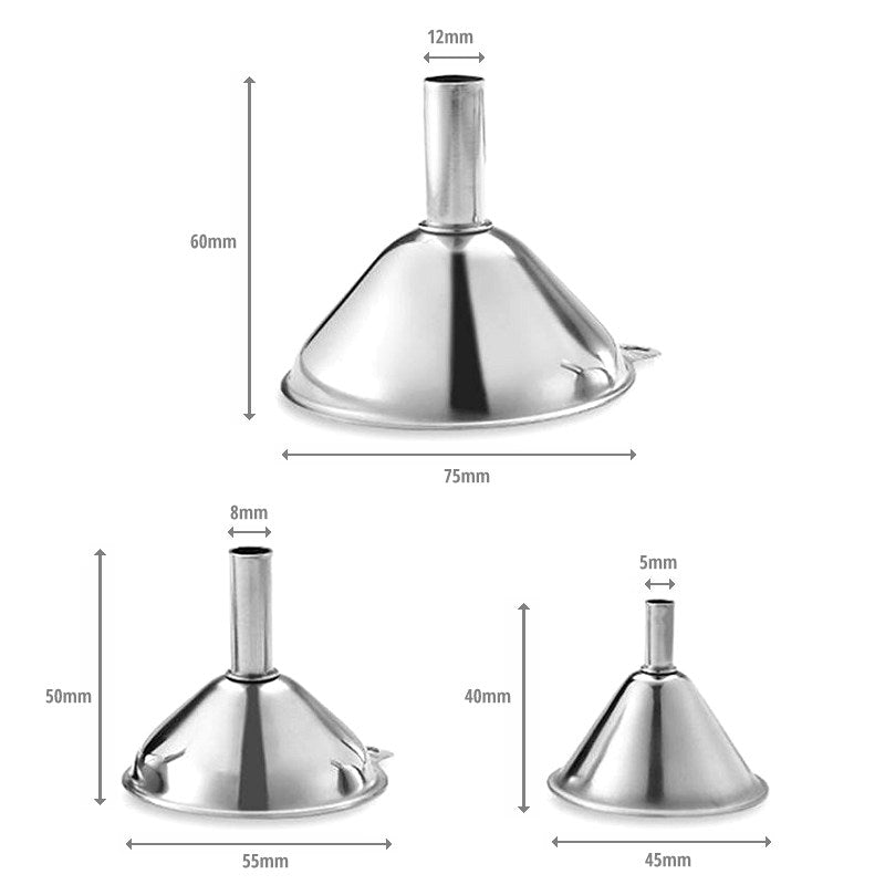 3 Piece Stainless Steel Funnel Set – Pie Maker Stuff